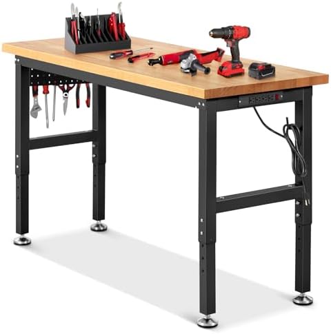ENJOYWOOD Work Bench for Garage Workbench Adjustable Height Work Table ...
