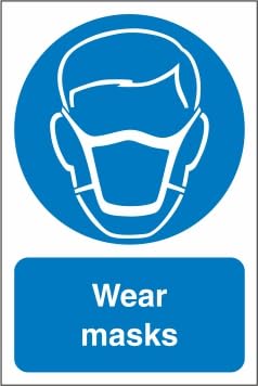 Wear masks safety sign sticker, Waterproof sticker signage : Amazon.in ...