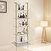 Amazon.com: aboxoo Ladder Shelf 2PCS White Marble Bookshelf 5-Tier Wall ...