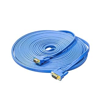 DTECH 65ft Extra Long VGA Cable Male to Male 15 Pin Connector Flat SVGA ...