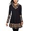 Cowl Neck Tunics Long Sleeve Patchwork Form Fitting Casual A-Line Top ...