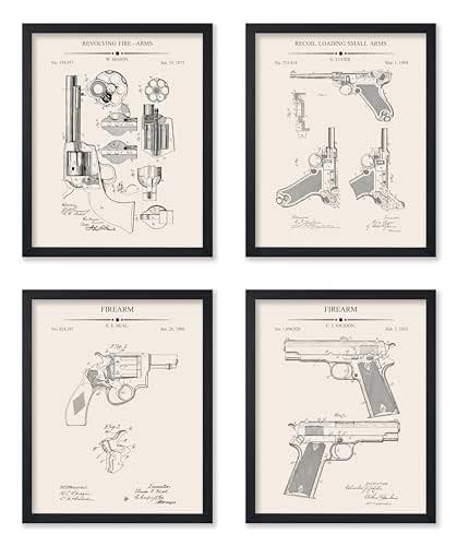 Amazon.com: Monem Art 4-Piece Firearm Blueprint Poster - Revolving ...