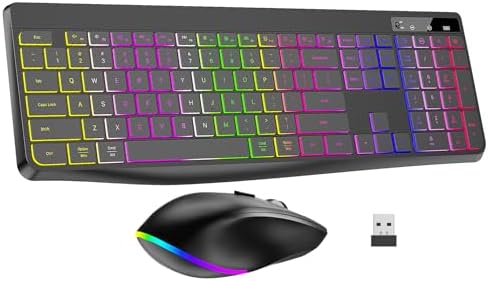 Amazon.com: AULA Wireless Keyboard and Mouse Combo, RGB Backlit ...