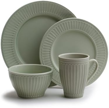 Amazon.com | Coventry Athena Celedon 16-Piece Dinnerware Set, Service ...