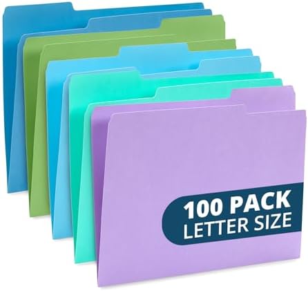 Blue Summit Supplies Ocean Tone Colored File Folders, 1/3 Cut Top Tab ...