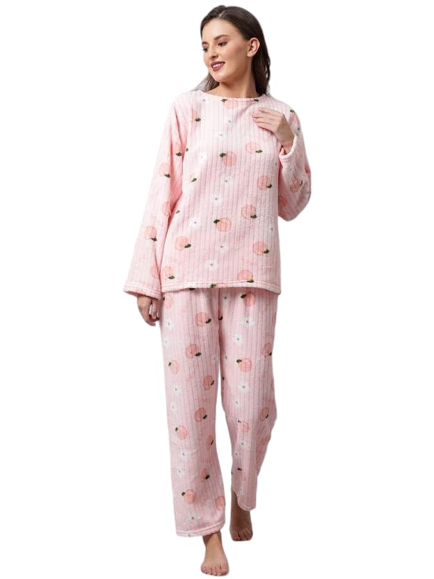 Buy Winter Woolen Night Suit Top and Pajama Set for Girls and Women ...