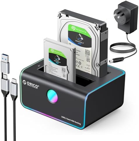 ORICO Festplatten Docking Station RGB, USB 3.2 Gen2 Festplatten ...