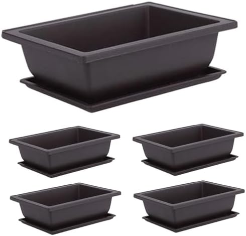 10PCS Bonsai Pot Square Plastic Plant Pot with Saucer 6.3x4.7x2.3 Inch ...