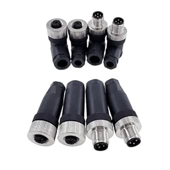 M12 Sensor Connector Male Female Plug Screw Threaded Coupling 3 4 5 8 ...