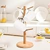 Chstarina Wooden Mug Tree Stand Set of 6 Cups Mug Holder Mug Rack Wood ...