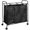Amazon.com: Household Essentials Rolling Triple Laundry Sorter, Black ...