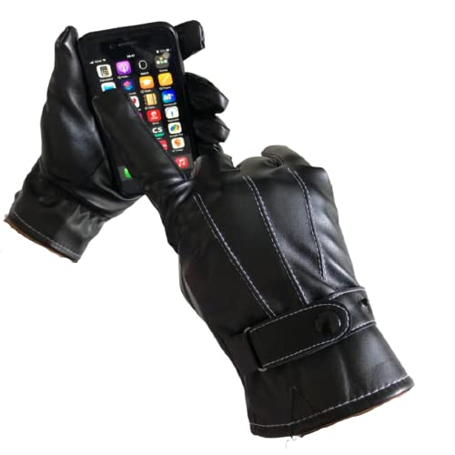 Buy Touchscreen Smartphone Gloves in Pu Leather with Warm Fur inside ...