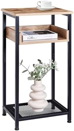 Amazon.com: Tajsoon Tall End Table 3 Tier 30 Inch Narrow Side Table ...