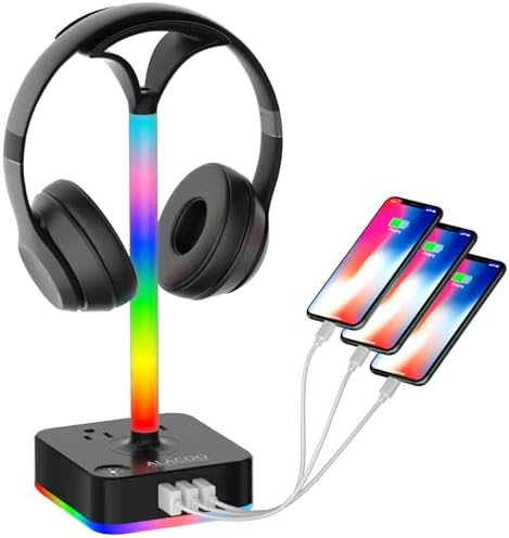 Amazon.com: KAFRI RGB Headphone Stand with Wireless Charger Desk Gaming ...