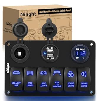 Nilight 6 Gang Rocker Switch Panel Laser Etched Aluminum Switch Panel ...