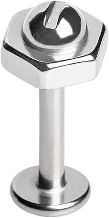 Dynamique 316L Surgical Steel Internally Threaded Labret with Bolt and ...