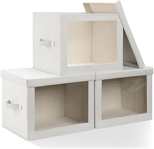 Amazon.com - Homsorout Collapsible Storage Bins with Lids - Fabric ...