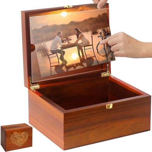 Amazon.com: Larger Wooden Memory Keepsake Boxes With Hinged Lids and a ...