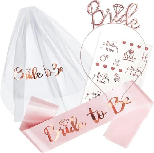 4pcs Hen Party Accessories Kit, Bride to Be Sash, Bride Headband ...