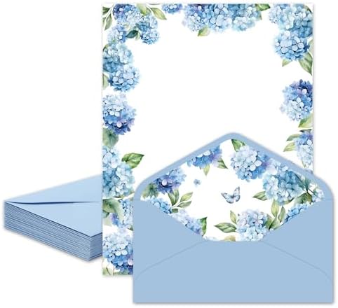 Amazon.com : Whaline 30 Pcs Hydrangea Stationery Set with Envelopes ...