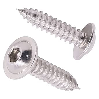 M5 x 10mm (60 pcs) Flanged Button Head Socket Cap Sheet Metal Screws, 304 Stainless Steel 18/8 ...