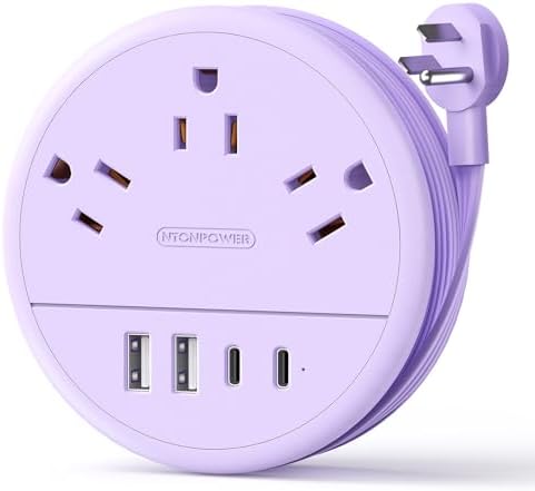 Amazon.com: NTONPOWER Purple Travel Power Strip with 3 AC Outlet 4 USB ...