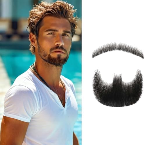 Amazon.com: Jicsetk Realistic Human Hair Fake Beard & Mustache Kit ...