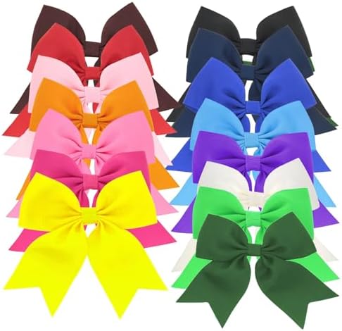 Amazon.com : 12-Pcs 5-Inch Large Grosgrain Ribbon Cheer Bows with ...