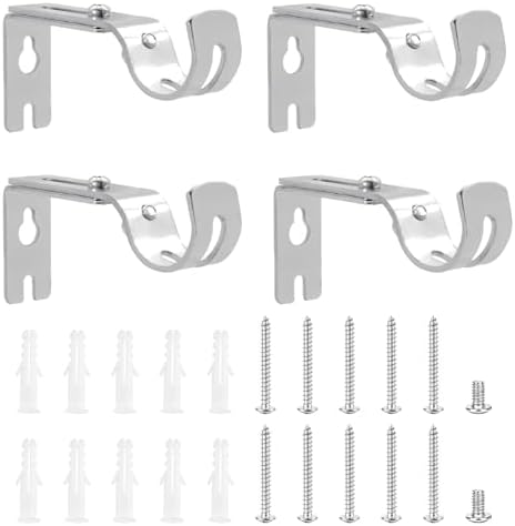 Puedno 6 PCS Adjustable Curtain Pole Brackets, Heavy Duty Curtain Rod ...