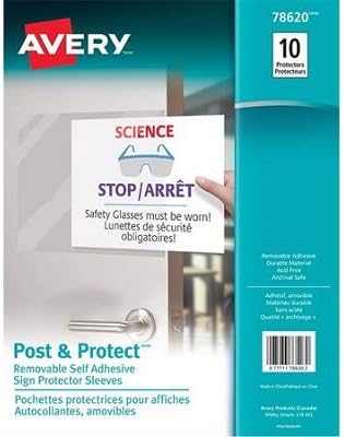 AVERY Removable Sign Protector Sleeves, Post & Protect, Self Adhesive ...
