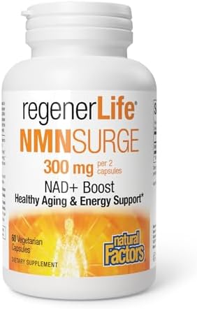 Amazon.com: Natural Factors Regenerlife NMN NAD+ Boost, 300MG, 60 ...