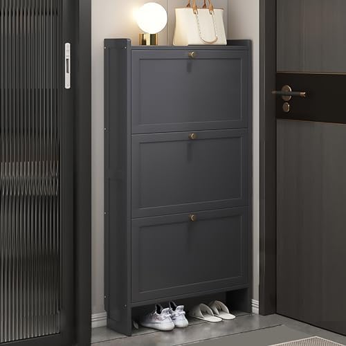 QTQHOME Shoe Cabinet with 2 Flip Drawers for Entryway, Freestanding ...