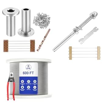 CKE 50 Pack T316 Stainless Steel Protector Sleeves for 1/8" Wire Rope ...