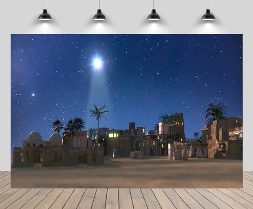 Amazon.com : BELECO 7x5ft Fabric Nativity Backdrop Christmas Star Night ...