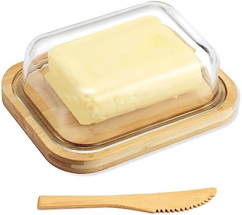 Amazon.com | Large Glass Butter Dish With Lid for Countertop and Fridge ...
