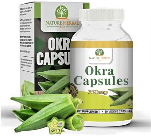 Amazon.com: Natural Okra Capsules 750 mg. One Bottle. 60 Vegetarian ...