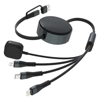 100W Retractable Multi Charging Cable for Apple Watch and iPhone - 4 in ...