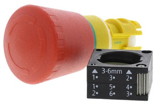 Siemens 3SB30 00-1HA20 Emergency Stop Mushroom Pushbutton and Holder ...