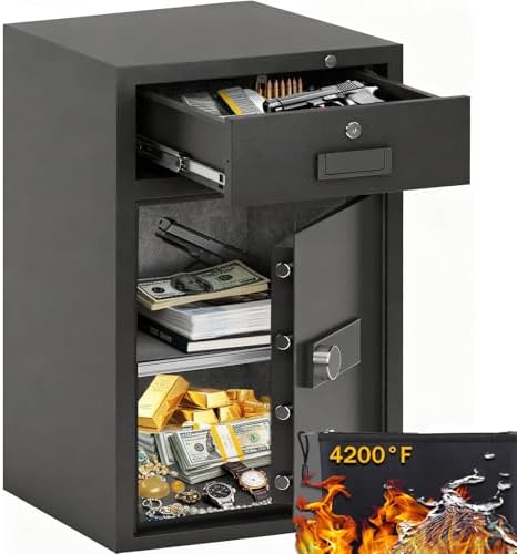 BUTISOW 5.1Cuft Safe Box with Drawer and Fireproof Waterproof Bag, 3 ...