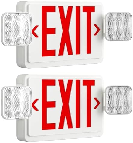 TANLUX Red Exit Sign with Emergency Lights, LED Emergency Exit Light ...