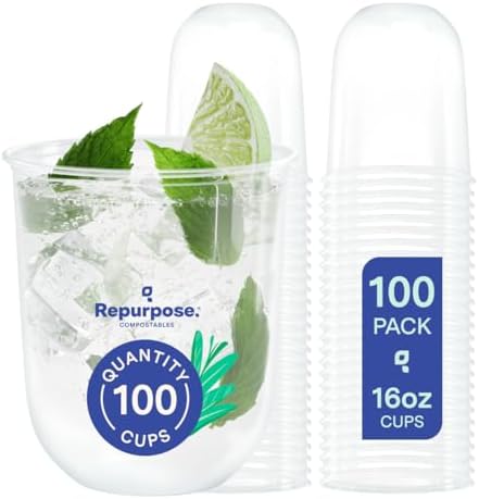 Amazon.com: Disposable Cocktail Glasses by Repurpose, 100 Cups, 16oz ...