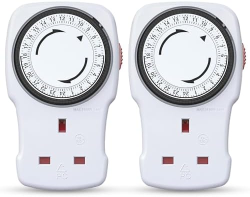 Defender 24 Hour Segment Timer Switch - Energy Saver Plug Standard Size - Plug-in Timer Socket ...