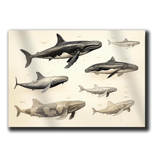 Amazon.com: Whales Illustration Print, Whale Species Poster, Whale ...