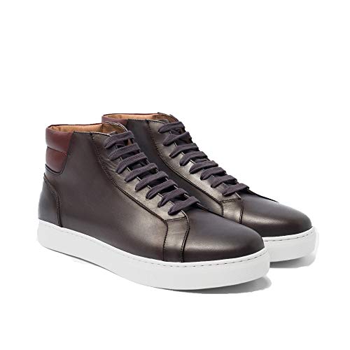 Buy Costoso Italiano Men's High Top Brown Leather Lace Up High Sneakers ...