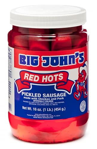 Amazon.com: Big John's Red Hots Pickled Sausage 16oz Jar : Grocery ...