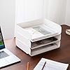 Amazon.com: 3 Tiers Stackable A4 Paper Trays, Office Desk File Holder ...