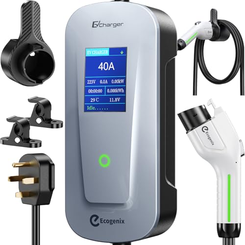 Ecogenix 2024 Newest Level 2 EV Charger [40Amp, 240V, NEMA 14-50P] Portable Electric Vehicle ...