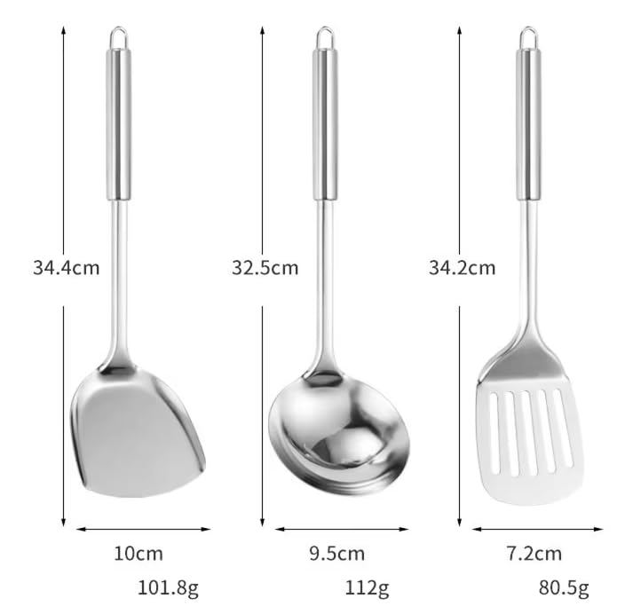 9 Piece Set Stainless Steel 410 Utensil Set Soup Ladle, Slotted Pasta ...