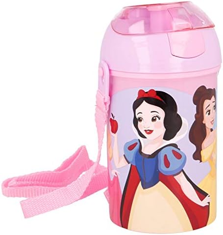 Princess Pop Up Water Bottle Drink Bottle Flask with Neck Cord for Easy ...