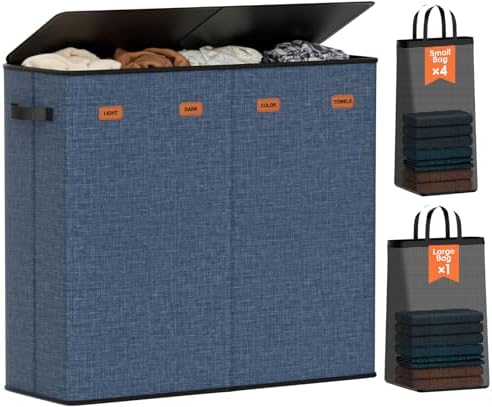 Amazon.com: Vexalora Laundry Hamper 4-Section with Lid, 185L Laundry ...